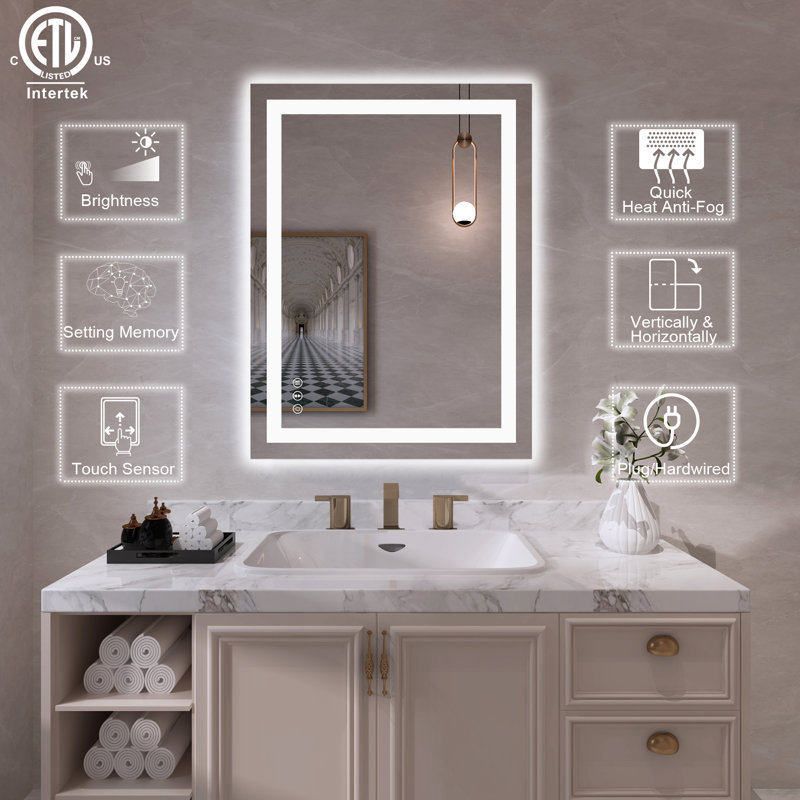 Wrought Studio™ Dokes Frameless LED Vanity Wall Mirror Passed ETL & Reviews | Wayfair